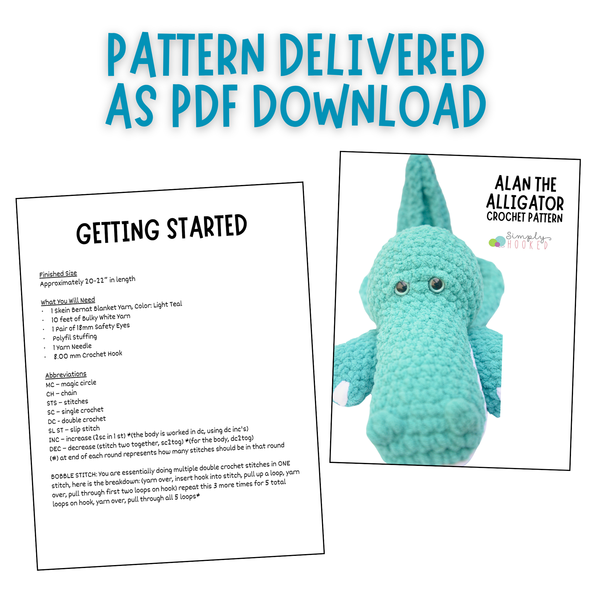 Alligator Crochet Pattern | Beginner Amigurumi Plush Toy PDF – Simply ...