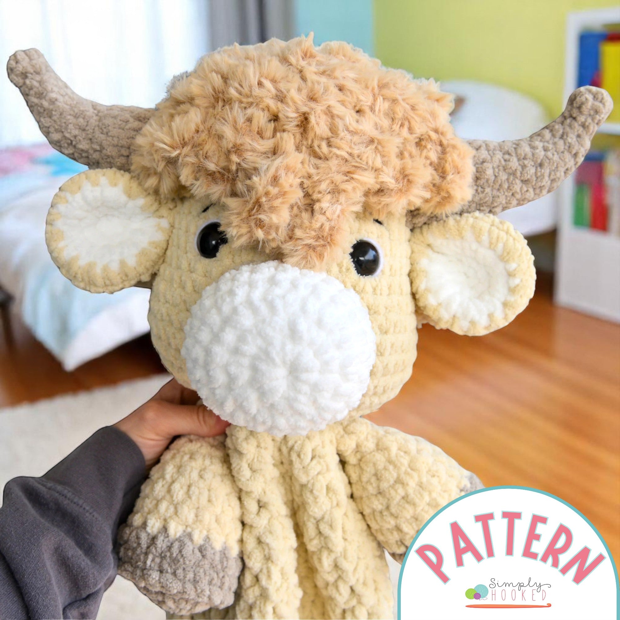 Highland Cow Crochet Pattern – Easy 21" Snuggler PDF Tutorial – Simply ...