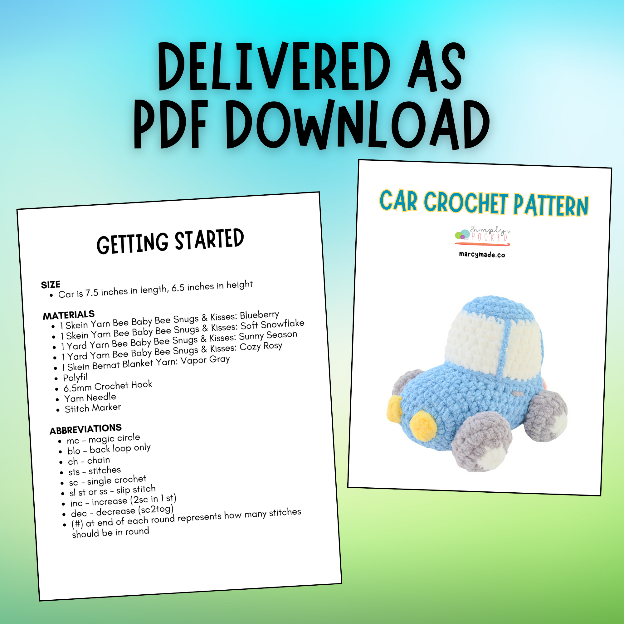 Crochet Car Pattern – Easy Plush Vehicle PDF for Beginners – Simply ...